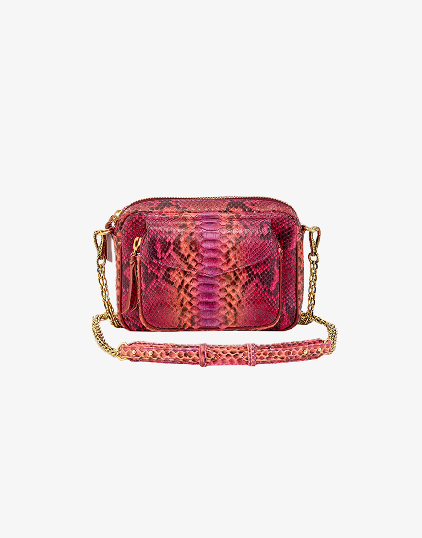 Claris Virot Charly python tas bordeaux rose | De nieuwste style secrets