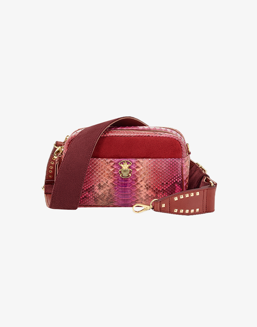 Claris Virot Lily python tas bordeaux rose | De nieuwste style secrets