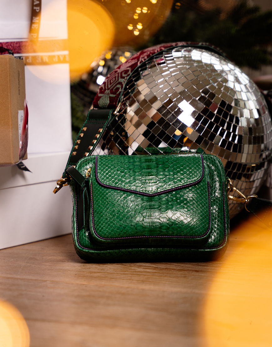 Claris Virot Charly python tas vert pelouse | De nieuwste style secrets