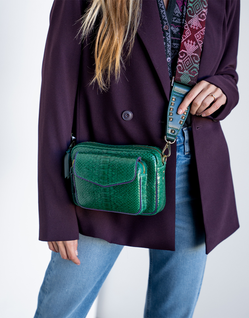 Claris Virot Charly python tas vert pelouse | De nieuwste style secrets