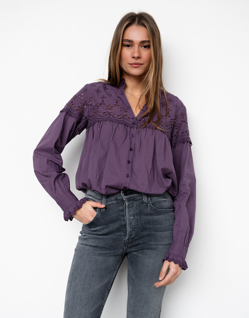Ba&sh Sarah blouse violet | Nieuwste style secrets