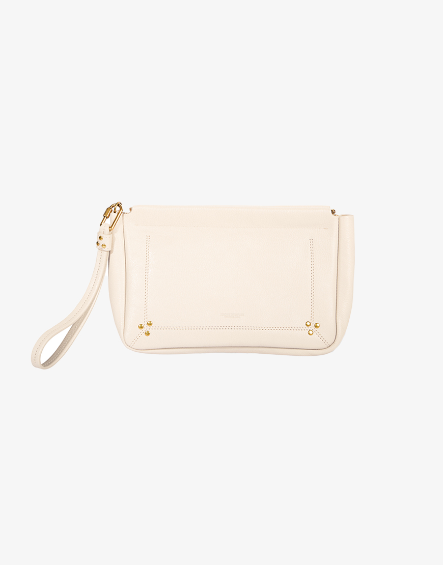 Jérôme Dreyfuss Clap L clutch ecru grainé | Style secret